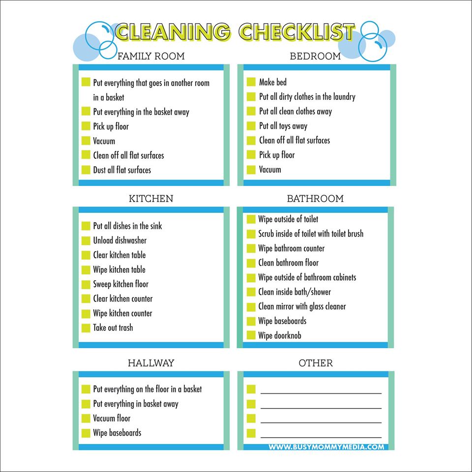 Free Printable Cleaning Checklist For Kids Free Printable Cleaning Checklist For Kids