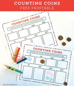 Crayon Rubbing Coin Counting Printable