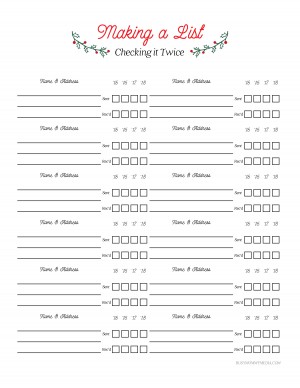 Free Printable Christmas Card Address List