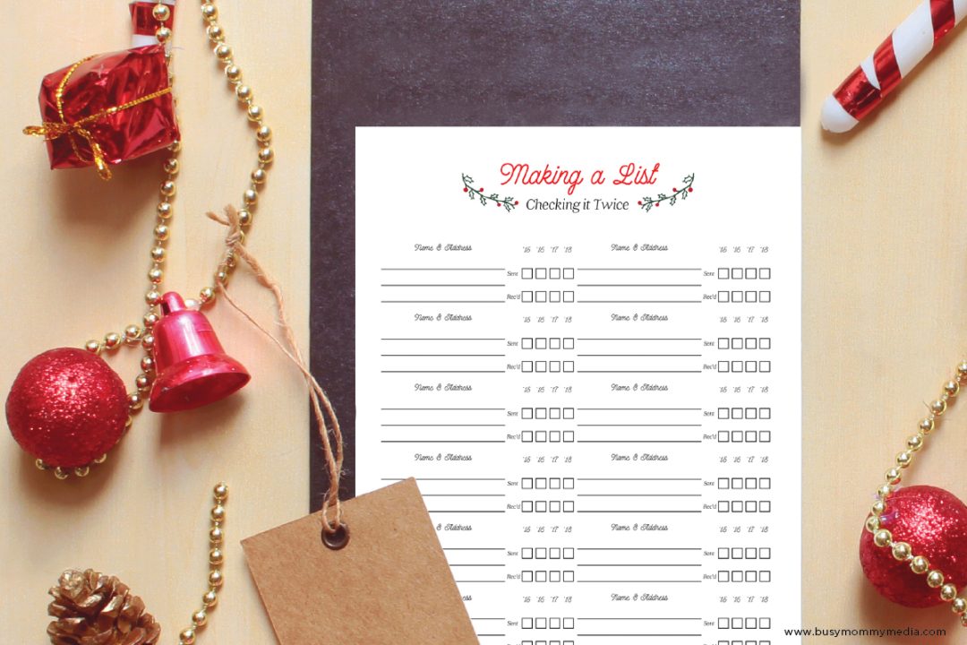Free Printable Christmas Card Address List