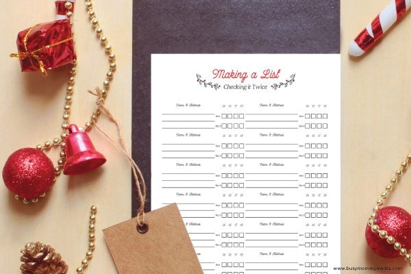 Free Printable Christmas Card Address List