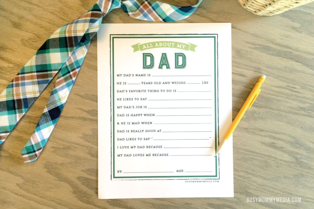 Father's Day Printable Questionnaire