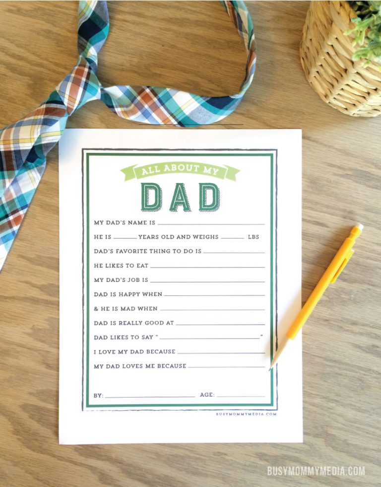 Father's Day Printable Questionnaire