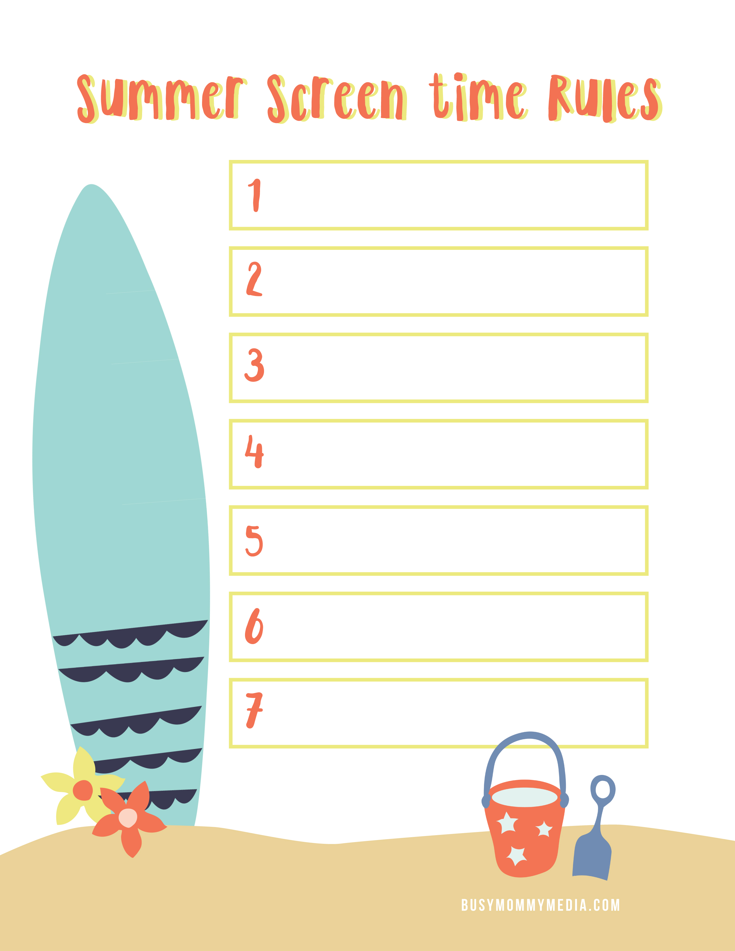 Summer Screen Time Printable