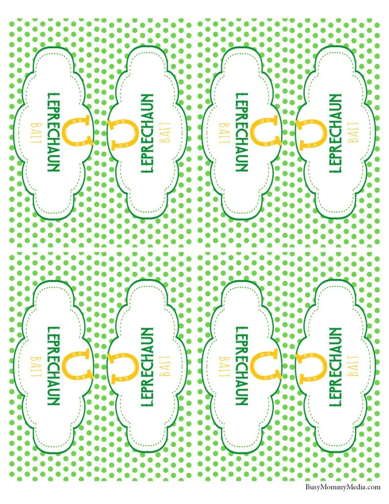 Leprechaun Bait - Printable St. Patrick's Day Bag Topper