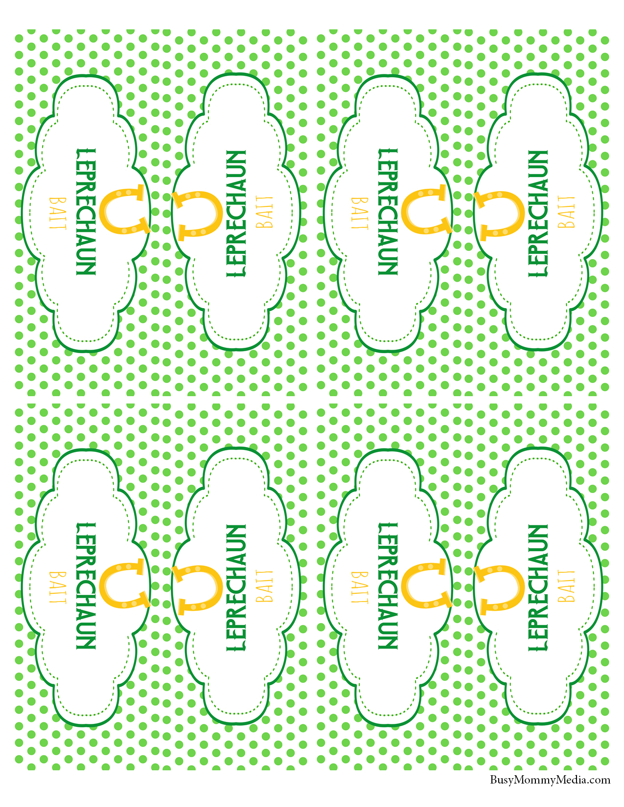 Leprechaun Bait - Printable St. Patrick's Day Bag Topper