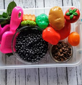 Sensory Bin Veggie Garden for Preschoolers
