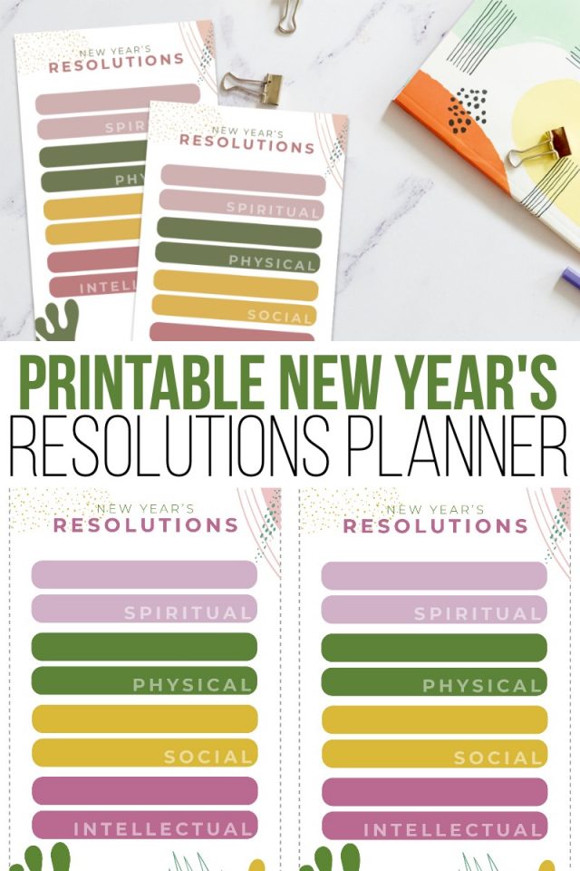Printable New Year's Resolutions Planner