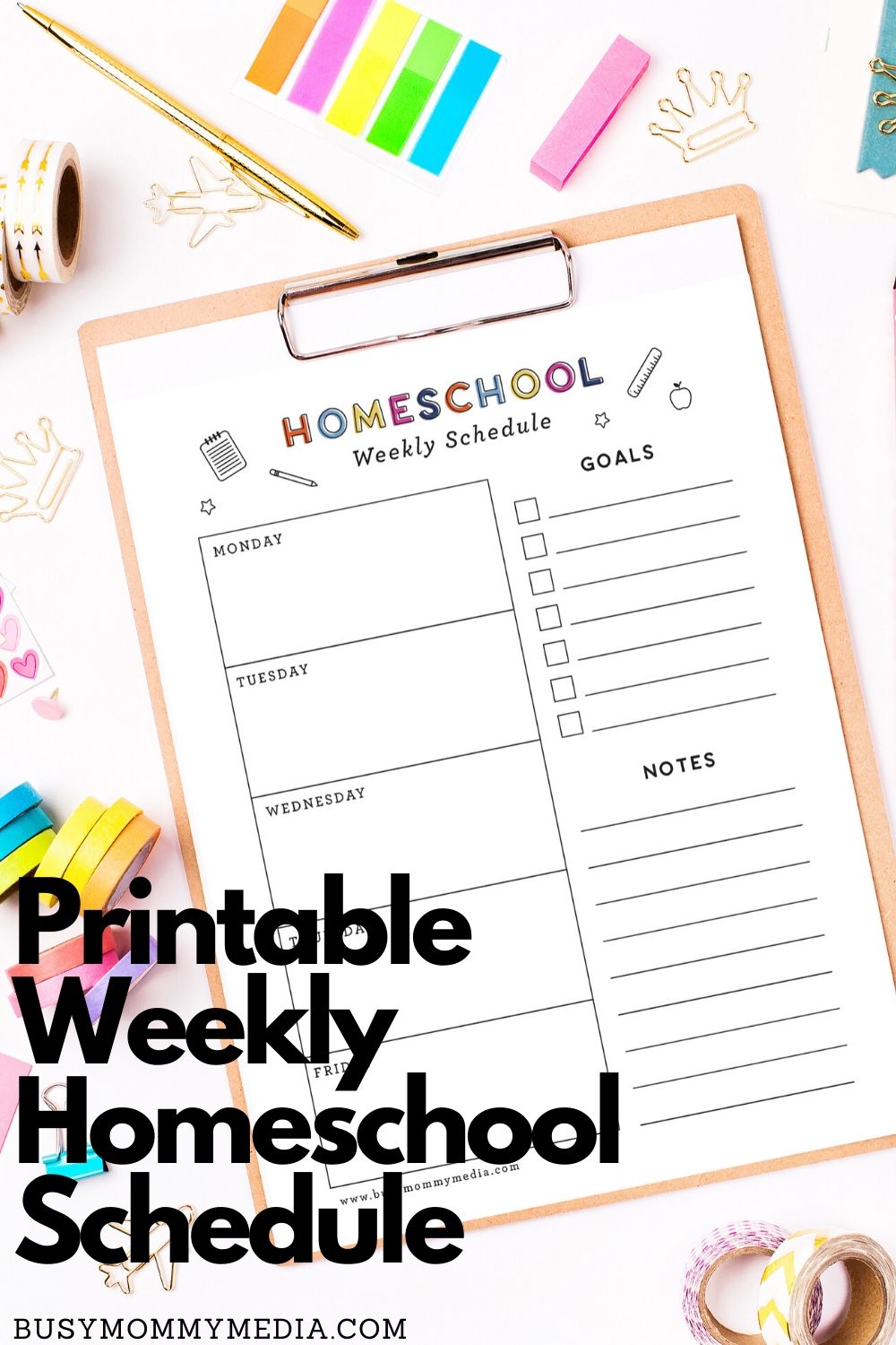 Printable Weekly Homeschool Schedule