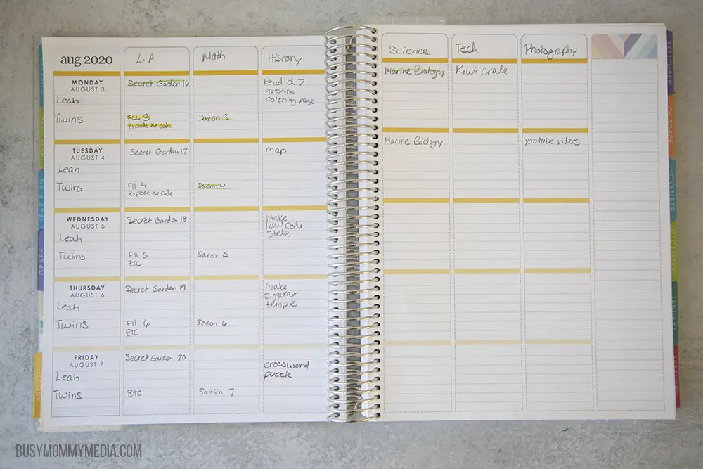 How to Organize Your Homeschool Using an Erin Condren Teacher Lesson ...