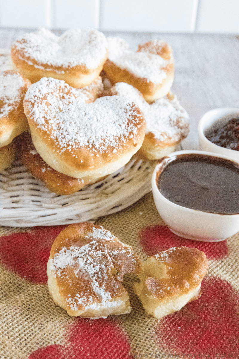 Delicious Duo: Heart Beignets with Chocolate