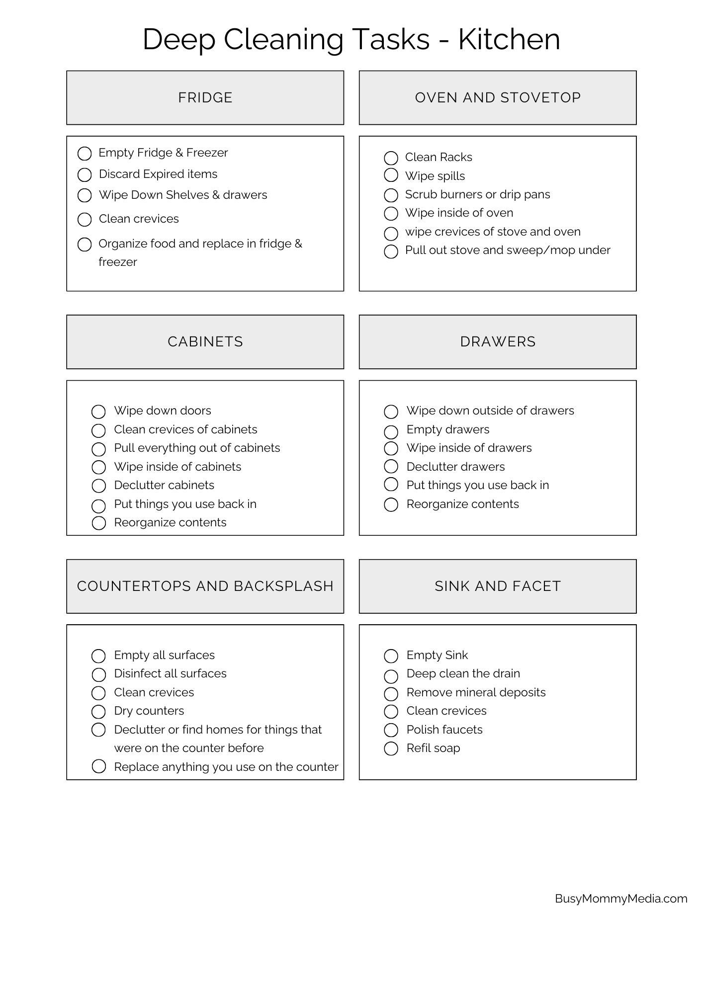 Deep Cleaning Checklist